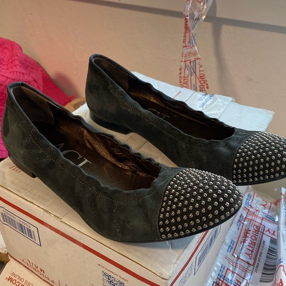 Agl | Shoes | Agl Blakely Dark Greyblack Toe Studded Flats 4 | Poshmark